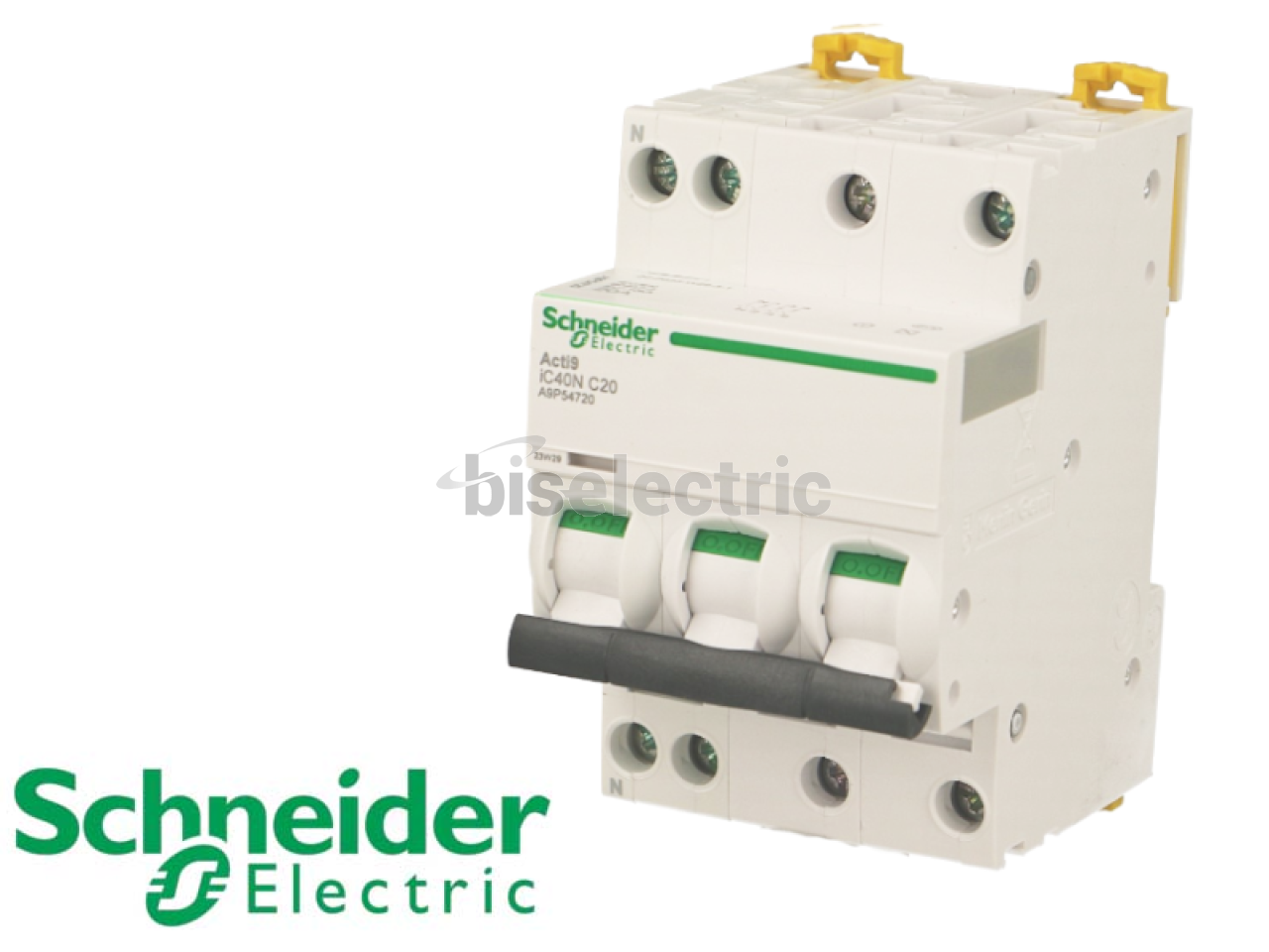 Disjoncteur Tetrapolaire compact 3 modules courbe C Schneider Acti9 iC40N | Disjoncteur ...