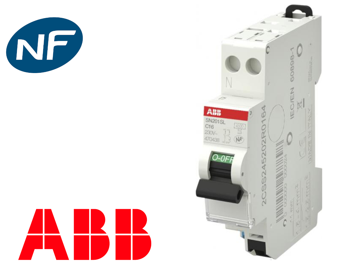Disjoncteur modulaire phase neutre 4.5kA automatique ABB | Disjoncteur ...